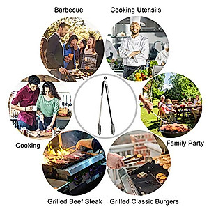 Premium Locking Grill Tongs Set of 2-16 inch Heavy Duty Long Kitchen BBQ Tongs for Barbecue Cooking Grilling, Stainless Steel & Dishwasher Safe