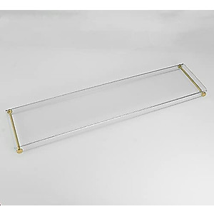 Bathtub Tray Tub Rack - Clear Acrylic Tray Tub Shelf with Gold Rails to Hold Book, Phone, Candle, Wine & Tablet - Waterproof Caddy Bathroom Accessories, Luxury Gifts for Women, Beelee BA0011G