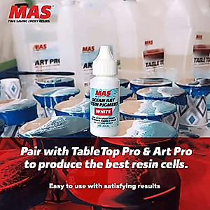 MAS Epoxies Resin Ocean Art White Pigment, 1 oz, Epoxy Resin Dye for Ocean Waves and Water Effects