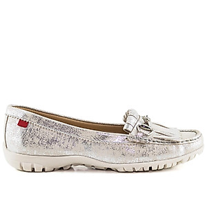 Marc Joseph New York Women's Lexington Golf Loafer Flat, Silver Washed, 11