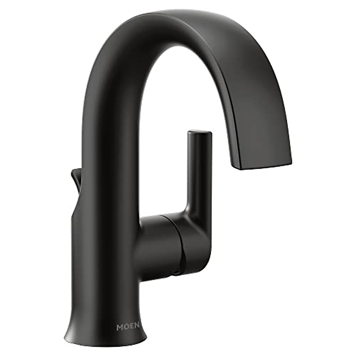 Moen Doux Matte Black One-Handle High Arc Laminar Stream Bathroom Faucet, S6910BL