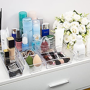 Kutesna 24 PCS Plastic Clear Drawer Organizer,Makeup Organizer Desk Drawer Organizers for Bathroom, Kitchen, Dresser, Closet