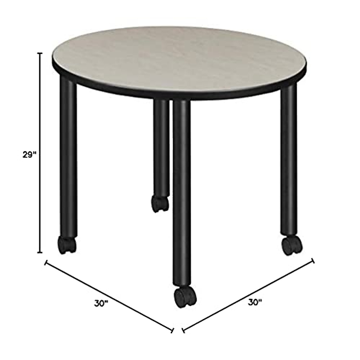Regency Kee Round Mobile Breakroom Tables, Medium, Maple/Black