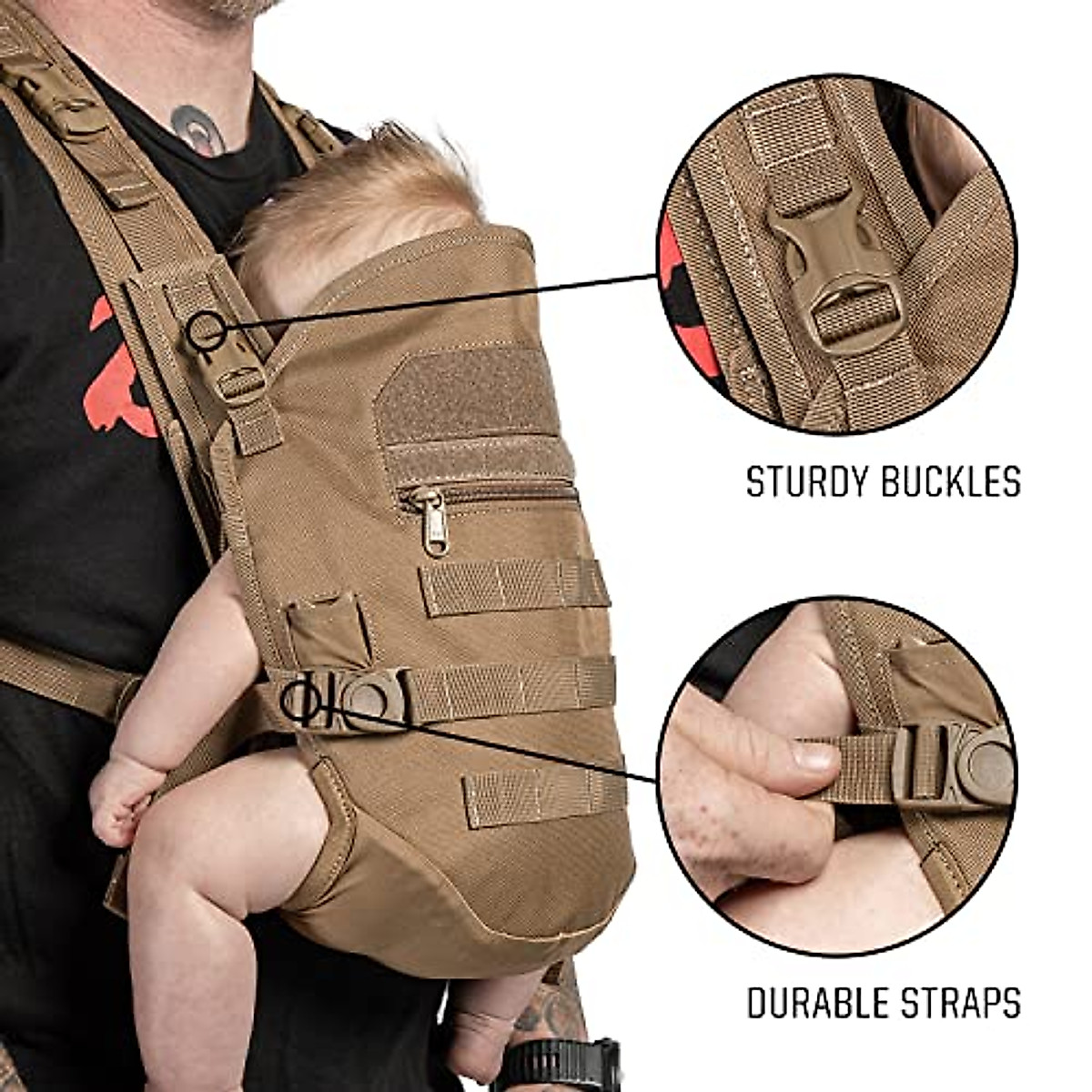 TBG - Mens Tactical Baby Carrier for Infants and Toddlers 8-33 lbs - Compact (Black Camo)