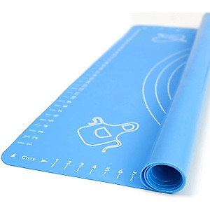 Silicone Baking Mat with Measurements - |Non Slip Non Stick| Pastry Rolling,Counter Mat,Dough Rolling Mat,Oven Liner,Fondant/Pie Crust Mat (25" x 18 ", blue)
