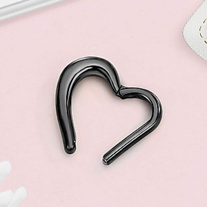 FANSING 16 Gauge Black Daith Earrings Left Ear Right Ear 8mm Daith Piercing Jewelry Surgical Steel 16g Heart Shaped Hinged Ring Hoop 316L Stainless Steel