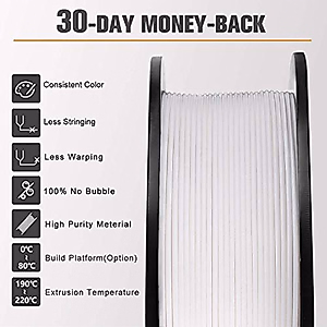 SUNLU PLA 3D Printer Filament, PLA Filament 1.75 mm Dimensional Accuracy +/- 0.02 mm, 1 KG Spool, PLA White+Grey