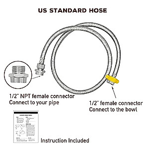 Flibyt Automatic Livestock Waterer with Control Valve 304 Stainless Steel, Auto Drinking Bowl with Pipe Hose for Horse/Cow/Cattle/Goat/Dog etc., Auto Water Feeder Bucket for Farm, Easy to Clean