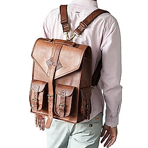 PARRYS LEATHER WORLD Handmade Vintage Leather Convertible Backpack Laptop Messenger Bag Casual & Formal Handbag Travel Rucksack Sling Bag For Men Women