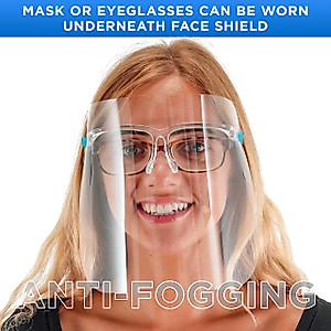 TCP Global Salon World Safety Face Shields with Glasses Frames (Pack of 4) - Ultra Clear Protective Full Face Shields to Protect Eyes, Nose, Mouth - Anti-Fog PET Plastic Sanitary Droplet Splash Guard