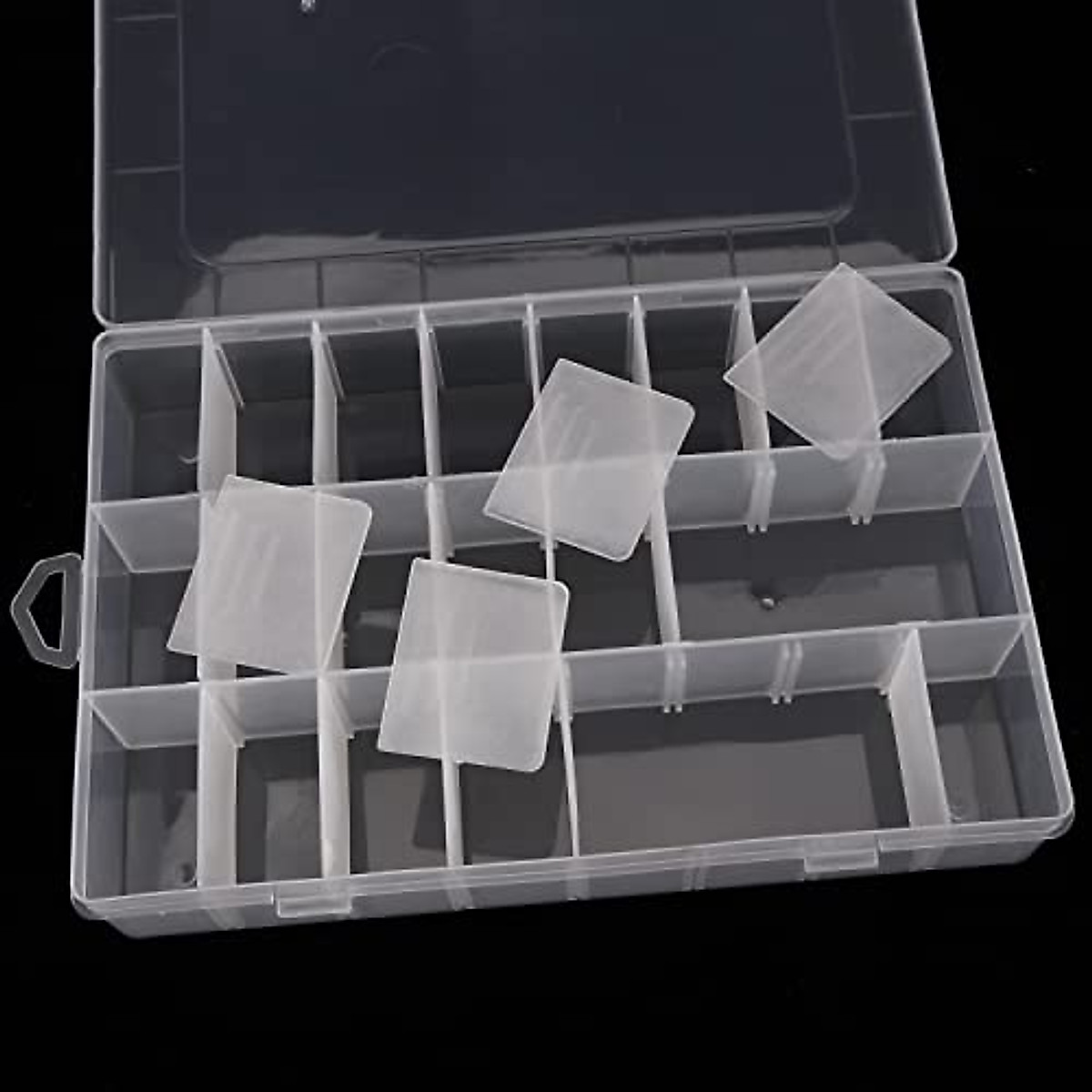 2 Pack 24 Grids Plastic Organizer Box Container Craft Storage Box Compartment Box with Adjustable Dividers for Beads Jewelry Fishing Tackles Art DIY, Clear