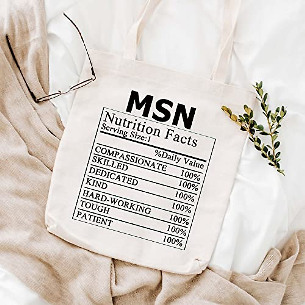 WCGXKO MSN Gift Master of Science in Nursing Gift MSN Nutrition Facts Nurse Tote Bag Medical School Graduation Gift (MSN tote)