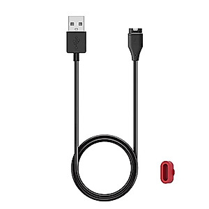 Charger for Garmin Vivoactive 3, Replacement Charging Cable Cord Plus a Red Silicone Charger Port Protector Anti Dust Plug for Garmin Vivoactive 3 Music Smart Watch
