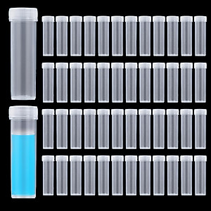 50 Pcs 7 ML Plastic Vials with Caps, Clear Liquid Vials with Screw Caps Lab Sample Vials Tiny Containers with Lids for Small Items Liquid Spice