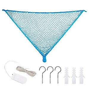 Corner Stuffed Toy Hammock with LED Light, Corner Plush Toy Net Holder, Stuffed Animals Hanging Storage Net, Hanging Toy Net Hammock for Nursery Play Room Bedroom(Blue)
