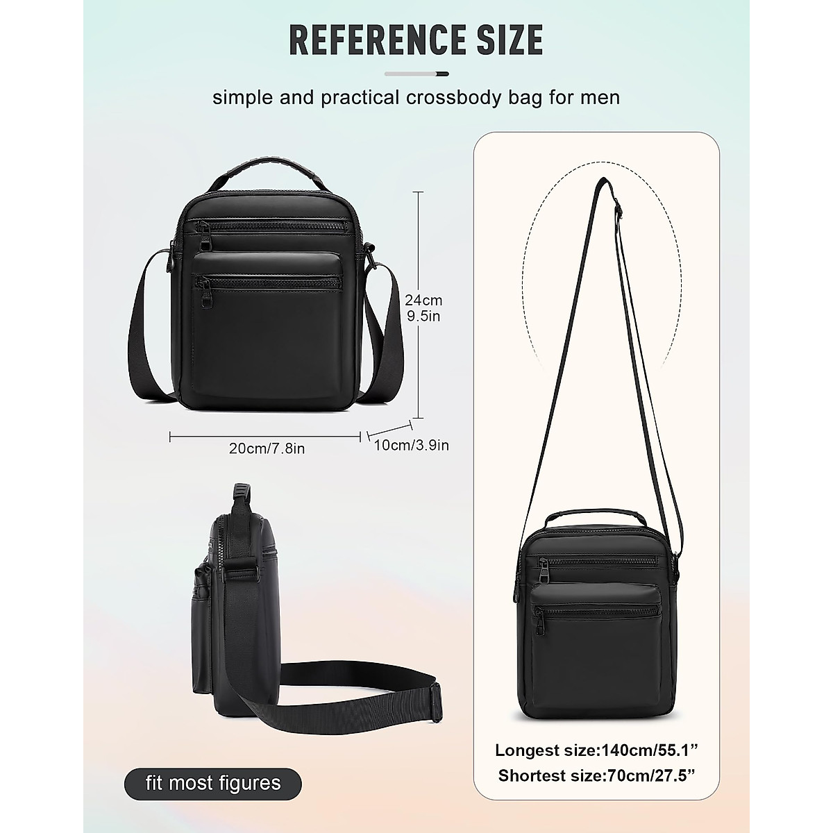 WEPLAN Crossbody Bag for Men, mini man purse,Travel Messenger Shoulder Bag for Men, Small Side Bags for Mens