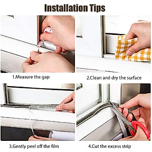 33 Ft Gray Self-Adhesive Soundproofing Weather Stripping for Doors and Windows, 0.35" Wide x 0.2" Thick