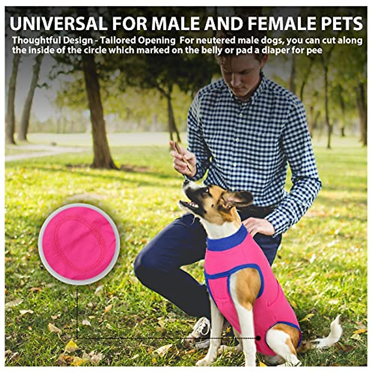 Queenmore Recovery Suit for Dogs Cats After Surgery,Dog Surgical Recovery Suit Onesie,Anti Licking Pet Female Spayed Neutered Puppy Surgical Clothes for Abdominal Wounds, Substitute E-Collar & Cone