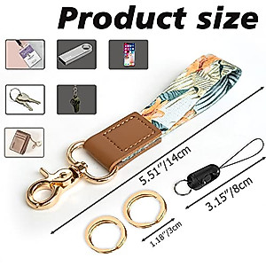 Handlein Key Ring Bracelet ，Mini Keychain Bracelet for Women，Key Rings for Keychains Holder Car ID Badges Card Wallet Phone Camera.（Yellow Flower）