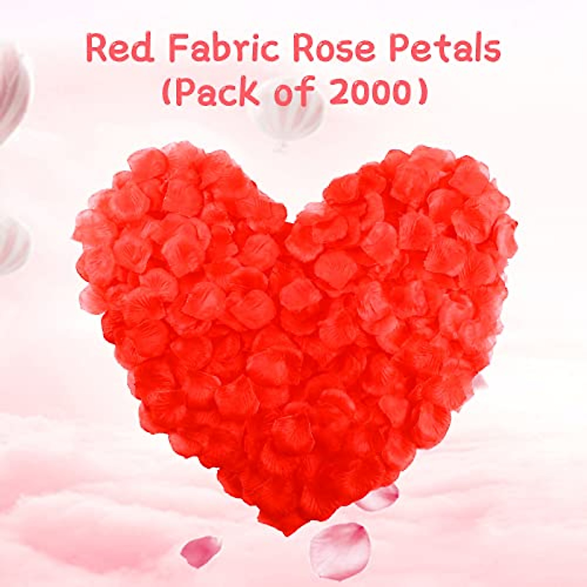 Civaner 25 Pcs Red Heart Balloons I Love You Valentines Day 2000 Rose Petals 40 Inch Bear Balloon and White Shaped Lip for Wedding Party Decoration, White,transparent,red