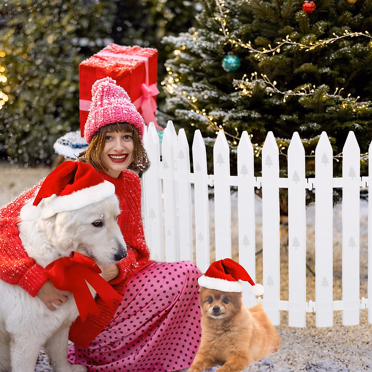 16" Fence for Christmas Tree,Extra Large 12pcs White Picket Fence for Chirstmas Tree,Plastic Christmas Tree Fence for Pets,Christmas Tree Fence for Kids,Craft Christmas Tree Patterns(16" Hx5 W Each)