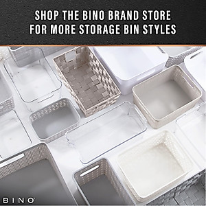 BINO l Plastic Storage Baskets, Large - Black | THE BLOSSOM COLLECTION l Multi-Use Organizer Bin l Built-in Handles l Plastic Woven Basket for Organizing l Pantry & Home Organizing Basket