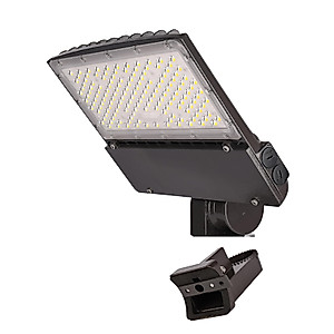 HYPAILUSLED 100W 120W 150W Power Switchable LED Parking Lot Light 3000K 4000K 5000K CCT Selectable Outdoor Commercial Street Area Lighting Fixtures Type 3 Bronze 100-277V (DM2 Bracket for Round Pole)