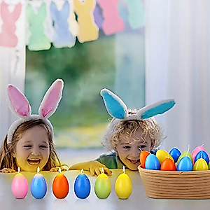12 Pcs Easter Eggs Candles Soy Wax Colorful Easter Candles Gift Happy Easter Egg Candle Unscented Egg Shape Candle for Home Room Indoor Easter Party Decorations, 6 Colors