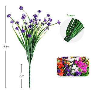 10pcs Artificial Fake Flowers, Plastic Flowers for Outdoors Decoration, UV Resistant Faux Flowers Shrubs, Artificial Plants for Indoor Outside Garden Home Wedding Farmhouse