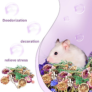 5.5 Oz Natural Flower & Herb Hamster Bedding, Small Animal Soft Flower and Dried Fruit for Hamster Cages and Habitat Decor, Flower Bedding Odor Control for Hamster Chinchilla and Other Small Pet