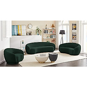 Meridian Furniture 693Green-S Hyde Collection Modern | Contemporary Boucle Fabric Upholstered Sofa, Green, 89.5" W x 38" D x 27.5" H