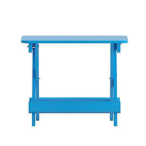 Flash Furniture Halifax Outdoor Folding Side Table, Portable All-Weather HDPE Adirondack Side Table, Blue