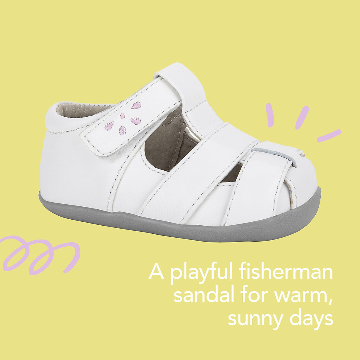 See Kai Run - Brook III Sandal for Infants, White/Pink, Infant 6