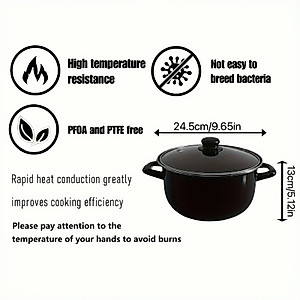 Deep fryer pot With Basket 4Quarts Enamel Stock Pot With Lid Sauce Pot Deep Fryer Pot Suitable Frying Fries,fish Cooking Soup Glass Glaze Easy to Clean High temperature resistance of 900 ° F