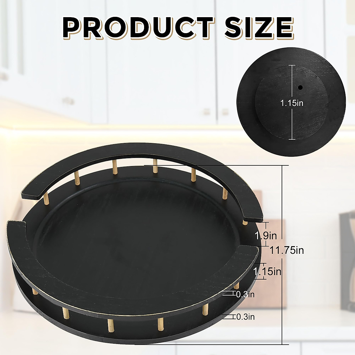 Lazy Susan Turntable for Cabinet, Wood Lazy Susan Organizer for Table, Large Rotating Vanity Tray for Countertop, 360 Turntable Lazy Susan for Pantry Kitchen Bathroom Countertop, 12.5 Inch,White