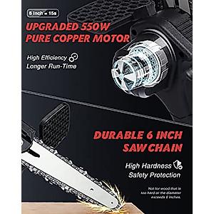 Styirl Mini Cordless Electric Chainsaw - 4/6 Inch Mini Electric Chain Saw, Small Hand Chainsaws, Power Chain Saws for Tree Battery Powered with 2 Pcs 24V Batteries, Christmas Gifts for Men/Women