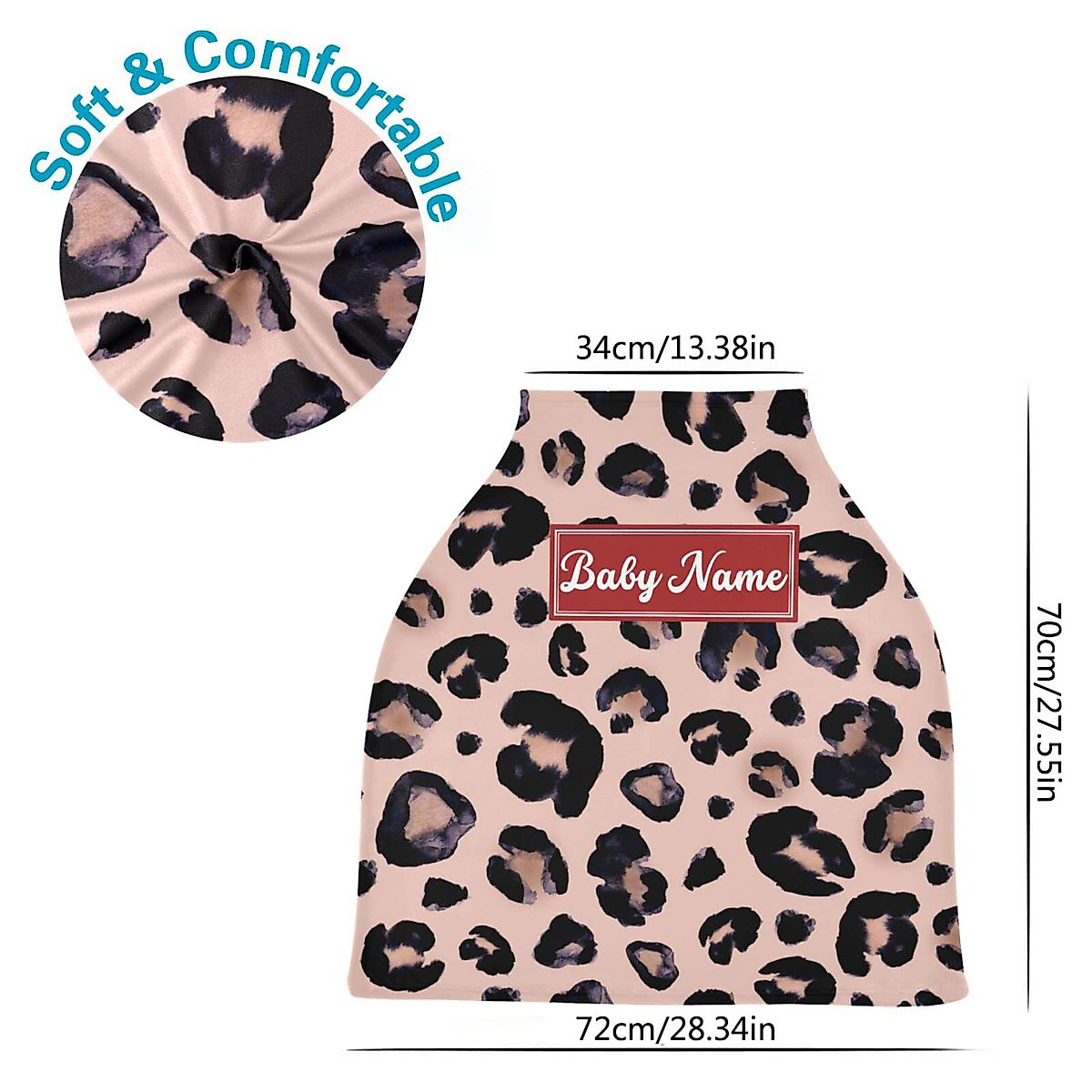 Personalized Baby Car Seat Cover Custom Name Nursing Cover Leopard Breastfeeding Scarf Newborn Essentials for Baby Boy