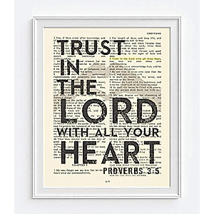 Joshua 1:9, Proverbs 3:5, Jeremiah 29:11, Philippians 4:13 Christian Art Prints, Set of 4, Unframed, Bible Verse Scripture Wall Decor Poster, 8x10 Inches