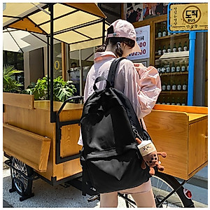 NICRX Kawaii Backpack with Cute Accessory Stylish Large Capacity Casual Daily (Black)