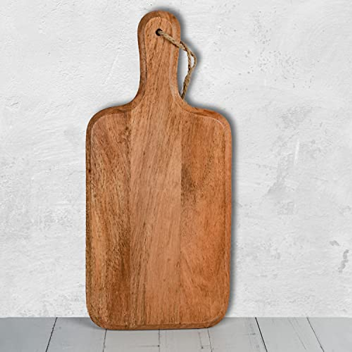 Samhita Acacia Wood Cutting Board, for Meat, Cheese, Bread, Vegetables & Fruits, with Grip Handle (15" x 7")