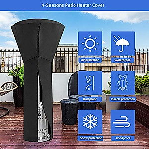 ANSTROUT 420D Patio Heater Cover Waterproof with Zipper, Outdoor Patio Propane Heater Cover for Any Season Large Size: 89”H x 33”Dx19”B Round Patio Heater Cover for Bad Weather (Black)