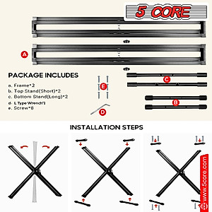 5 CORE Piano Keyboard Stand Double X Heavy Duty 7 Adjustable Heights & Width Digital Electric Synthesizer Music Stands For 61 76 88 Keys w Secure Locking Strap KS 2X BLK