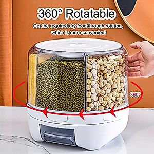 (Upgrade) XIYAO 20LBS Rice and Grain Storage Container, 360°Rotating Food Dispenser with Sealing Lid, Food Cereal Container Bins for Rice & Cereal Kitchen Storage