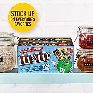 M&M'S Peanut, Peanut Butter & Milk Chocolate Variety Pack Full Size Milk Chocolate Candy Assortment, 30.58 oz 18 ct