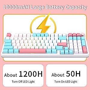 NACODEX AK966 96 Key Hot Swappable Gasket Mount Keyboard | Amazing 10000mAh Bluetooth /2.4G /Wired PC Gaming Custom Keyboard with Kailh MX Cream Switch | Knob Control | MDA PBT Keycaps
