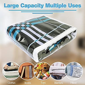 20Pcs Clear Vinyl Zippered Storage Bags, Plastic Storage Bags for Blankets Sweater Clothes Bed Sheet Organizer with Zipper for Closet Sweater Bed Sheet Pillow