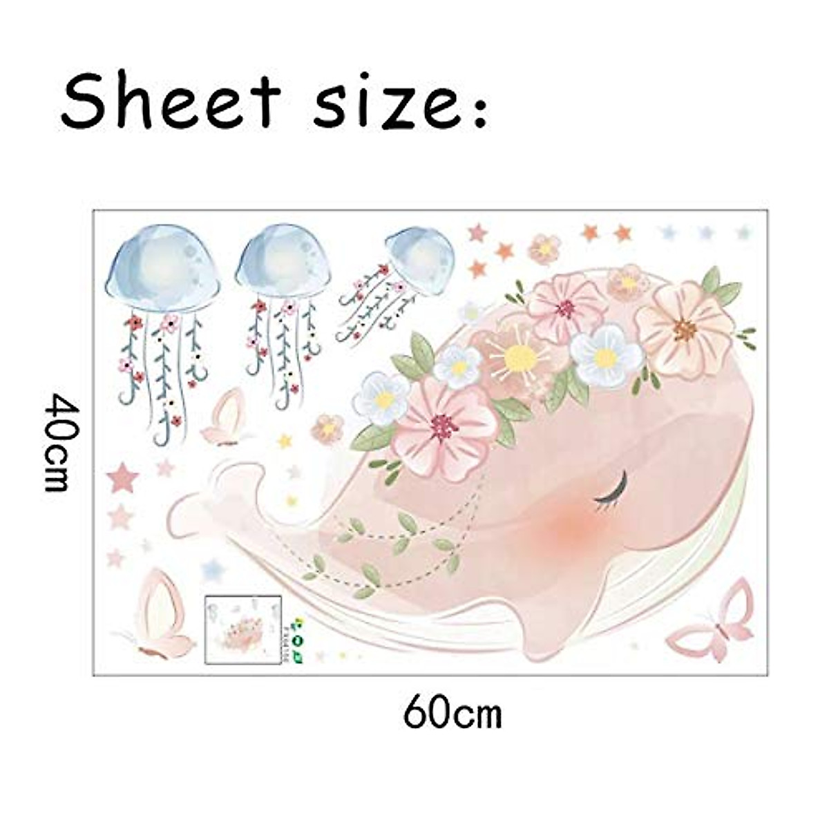 Bamsod Pink Whale Wall Sticker Underwater Animals Ocean DIY Wall Decal Marine Life Wall Stickers for Nursery Kids Playroom Home Decor