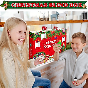 FUNNYB&G Christmas Mochi Squishy Toys: 24pcs Kawaii Xmas Stocking Stuffers Party Favor Loot Bag Fillers for Kids Boys Girls Teens Adults - 2023 Advent Calendar Stress Relief Fidget Toys