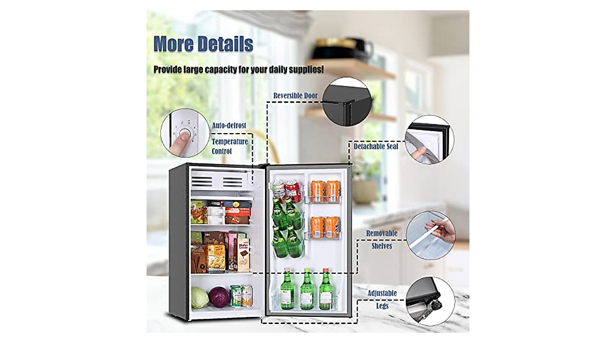 Frestec Mini Fridge with Freezer - Compact & Quiet