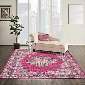 Nourison Passion Fuchsia 8' x 10' Area-Rug, Boho, Traditional, Easy-Cleaning, Non Shedding, Bed Room, Living Room, Hallway (8x10)